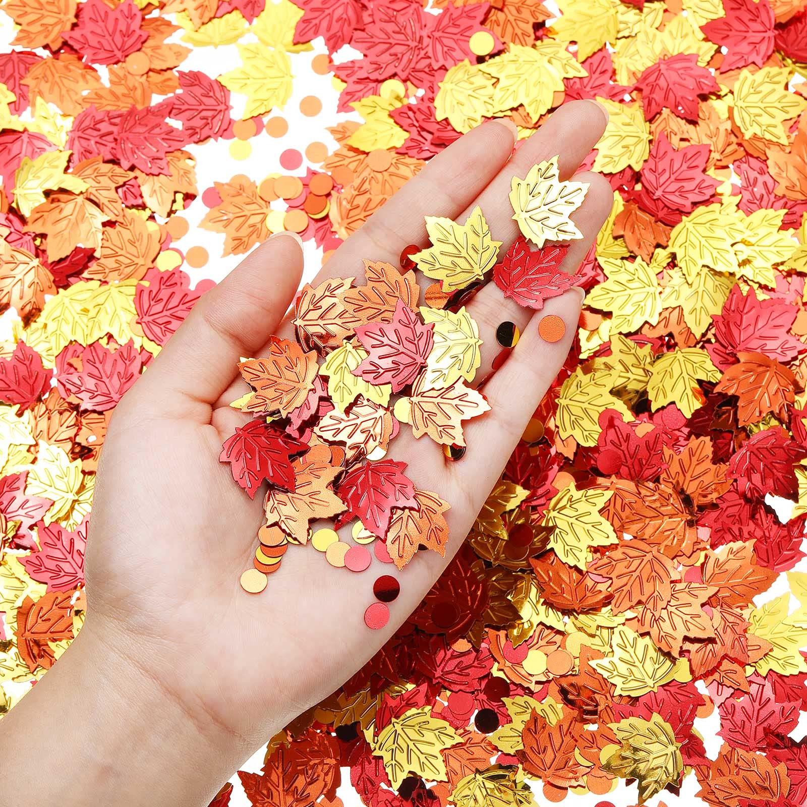 3.5 oz/ 100 g Thanksgiving Fall Confetti Maple Leaf Confetti Foil Metallic Sequins Fall Confetti for Autumn Holiday Thanksgiving Party Supplies