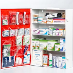 UniShield 4-Shelf Metal 1st Aid Cabinet Class B, Large Capacity First Aid Wall Mount Medicine Cabinet, Secure Metal Med Box with Easy Access, Exceeds OSHA/ANSI Z308.1 2015, Over 775-Pieces