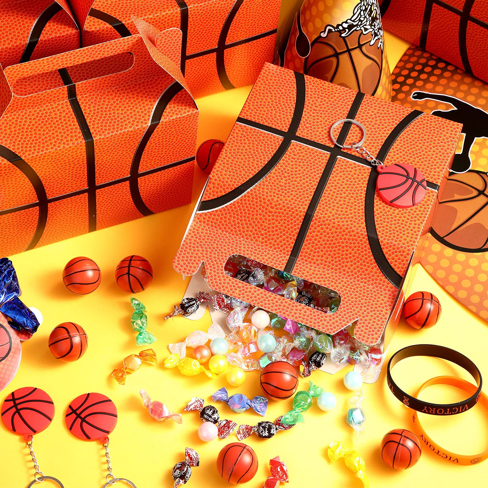 Chinco 24 Pieces Basketball Goody Box Basketball Candy Bags Basketball Party Decorations Basketball Gift Bags Basketball Treat Boxes Basketball Party Favors Boxes for Adult Birthday Theme Party