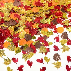 fall confetti autumn glitter sequin confetti thanksgiving confetti fall maple leaves turkey pumpkin confetti sprinkles table decorations for thanksgiving fall party supplies, 2.1 oz