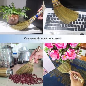 Small Corn Wisk Brush Broom 11 Inch Indoor Heavy Duty Multi Surface Hard & Soft Floor Home Office Cleaning Tool Supplies 100% Handmade for Household Sweeping Indoor Outdoor (staw Soft Broom)