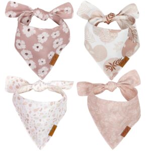 remy+roo small spring dog bandanas - 4 pack shannon set | premium durable adjustable polyester fabric | patented shape girl dog bandana, floral dog bandana | ideal for birthday party wedding holiday