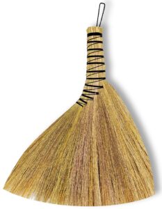 small whisk broom,handmade turkey wing whisk broom 12" for cleaning,sturdy soft brush,bristle design cleans dust dirt & debris brush head/perfect for indoor outdoor and car