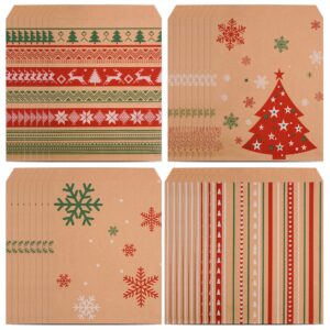 100 pieces christmas kraft treat bags christmas goody bags kraft holiday paper gift bags buffet paper bags for christmas party favor,4 styles