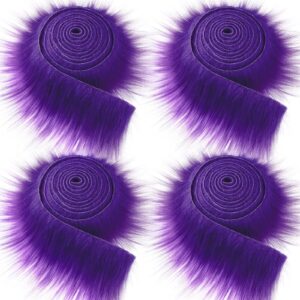 4 pieces faux fox fur square fabric shaggy fur patches fabric cuts chair cover seat cushion pad for diy craft (purple,2 x 59 inch)