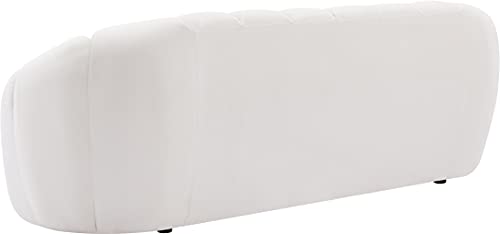 Meridian Furniture 613Cream-S Elijah Collection Modern | Contemporary Velvet Upholstered Sofa with Deep Channel Tufting