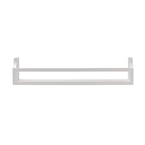 MELANNCO Floating Curve Wall Shelves with Rail for Nursery, Bedroom, Living Room, Kitchen, Set of 2, White