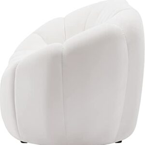 Meridian Furniture 613Cream-S Elijah Collection Modern | Contemporary Velvet Upholstered Sofa with Deep Channel Tufting