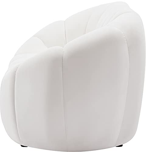 Meridian Furniture 613Cream-S Elijah Collection Modern | Contemporary Velvet Upholstered Sofa with Deep Channel Tufting