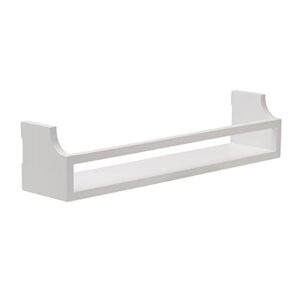 MELANNCO Floating Curve Wall Shelves with Rail for Nursery, Bedroom, Living Room, Kitchen, Set of 2, White