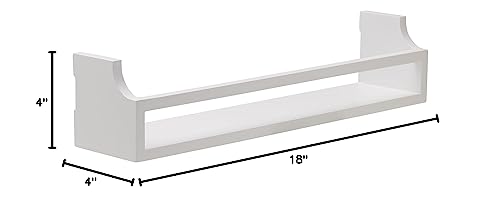 MELANNCO Floating Curve Wall Shelves with Rail for Nursery, Bedroom, Living Room, Kitchen, Set of 2, White