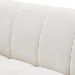 Meridian Furniture 613Cream-S Elijah Collection Modern | Contemporary Velvet Upholstered Sofa with Deep Channel Tufting