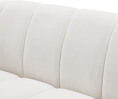 Meridian Furniture 613Cream-S Elijah Collection Modern | Contemporary Velvet Upholstered Sofa with Deep Channel Tufting