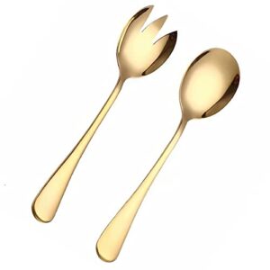 ARFUKA Salad Server Set Stainless Steel Salad Servers Salad Spoons and Fork Salad Serving Utensils Salad Lifters for Tossing and Serving Pack of 2 (Gold)