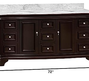 Kitchen Bath Collection Katherine 72-inch Double Bathroom Vanity (Chocolate/Carrara): Includes Chocolate Cabinet with Authentic Italian Carrara Marble Countertop and White Ceramic Sinks