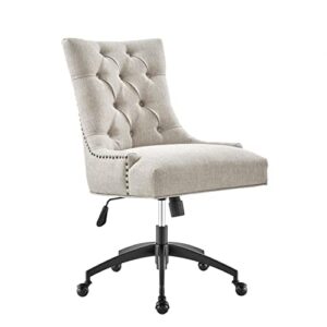 modway regent tufted fabric swivel office chair, black beige