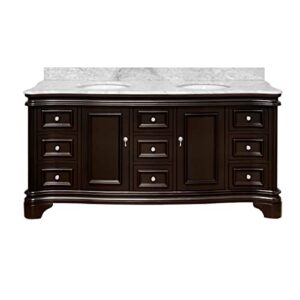 Kitchen Bath Collection Katherine 72-inch Double Bathroom Vanity (Chocolate/Carrara): Includes Chocolate Cabinet with Authentic Italian Carrara Marble Countertop and White Ceramic Sinks