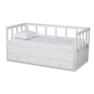 baxton studio kendra modern and contemporary white finished expandable twin size to king size daybed with storage drawers