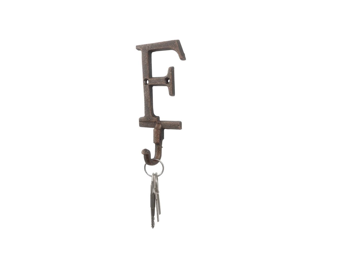 Handcrafted Nautical Decor Rustic Copper Cast Iron Letter F Alphabet Wall Hook 6"