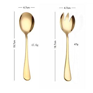 ARFUKA Salad Server Set Stainless Steel Salad Servers Salad Spoons and Fork Salad Serving Utensils Salad Lifters for Tossing and Serving Pack of 2 (Gold)