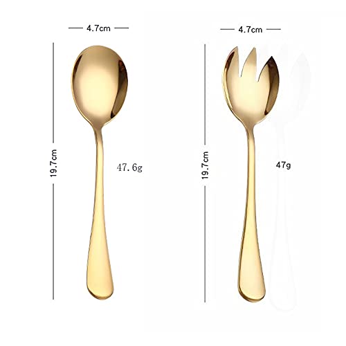 ARFUKA Salad Server Set Stainless Steel Salad Servers Salad Spoons and Fork Salad Serving Utensils Salad Lifters for Tossing and Serving Pack of 2 (Gold)