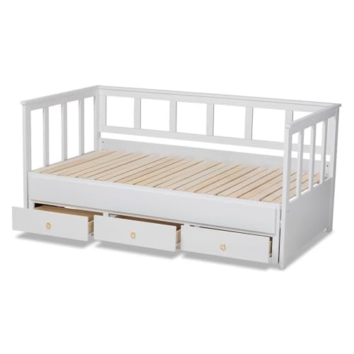 Baxton Studio Kendra Modern and Contemporary White Finished Expandable Twin Size to King Size Daybed with Storage Drawers