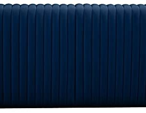 Meridian Furniture 640Navy-L Ravish Collection Modern | Contemporary Velvet Upholstered Loveseat with Deep Channel Tufting + Both Gold & Chrome Legs Included