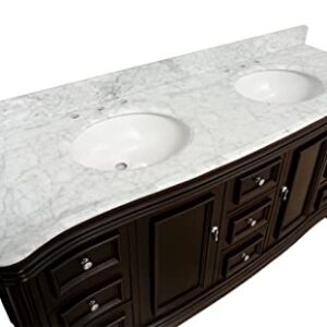 Kitchen Bath Collection Katherine 72-inch Double Bathroom Vanity (Chocolate/Carrara): Includes Chocolate Cabinet with Authentic Italian Carrara Marble Countertop and White Ceramic Sinks