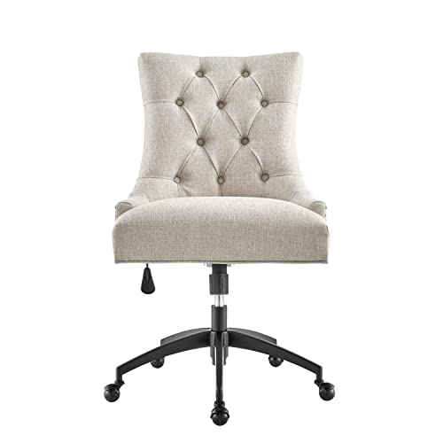 Modway Regent Tufted Fabric Swivel Office Chair, Black Beige