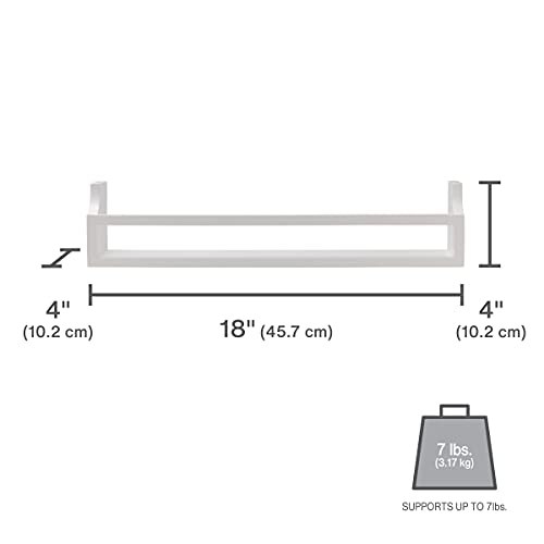 MELANNCO Floating Curve Wall Shelves with Rail for Nursery, Bedroom, Living Room, Kitchen, Set of 2, White