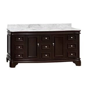 Kitchen Bath Collection Katherine 72-inch Double Bathroom Vanity (Chocolate/Carrara): Includes Chocolate Cabinet with Authentic Italian Carrara Marble Countertop and White Ceramic Sinks