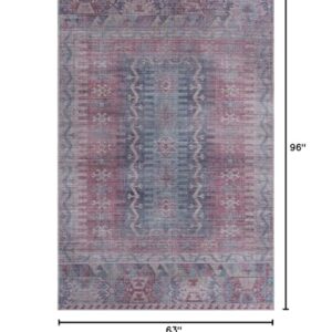 Rugs.com Sisu Collection Washable Rug – 5' x 8' Multi Flatweave Rug Perfect for Bedrooms, Dining Rooms, Living Rooms