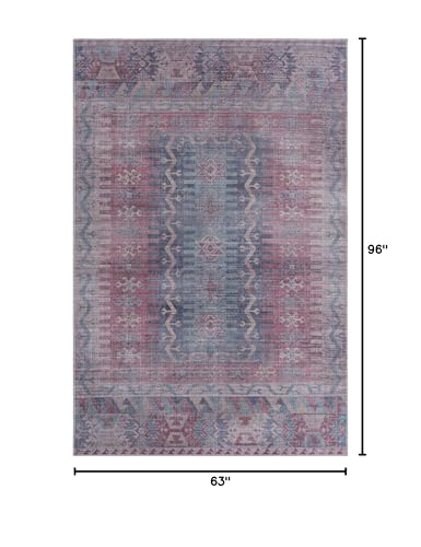 Rugs.com Sisu Collection Washable Rug – 5' x 8' Multi Flatweave Rug Perfect for Bedrooms, Dining Rooms, Living Rooms