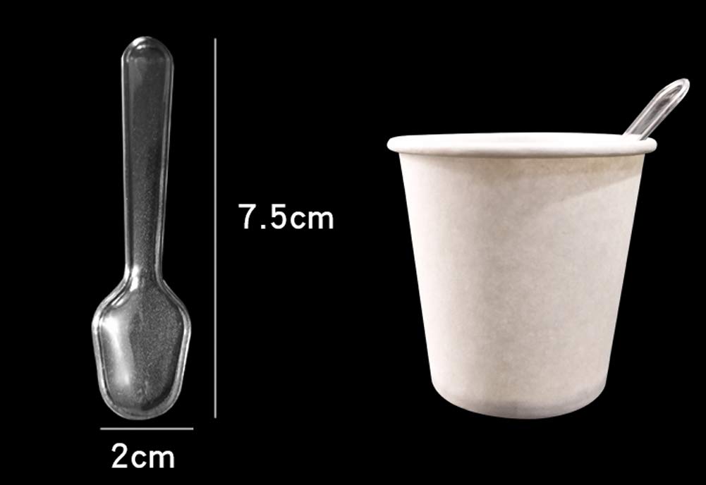 ericotry 500Pcs 7.5cm/3inch Mini Clear Mini Plastic Spoons Disposable Tasting Spoon Scoops for Dessert Ice Cream Appetizer Cake Spices Food Supply