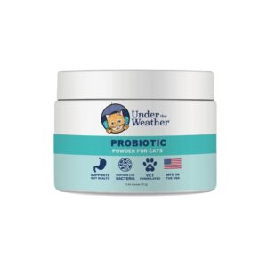 under the weather pet probiotics powder for cats | vet formulated probiotic supplement for digestive gut health | promotes good digestion & immunity | aids occasional diarrhea for cats (2.54 oz)