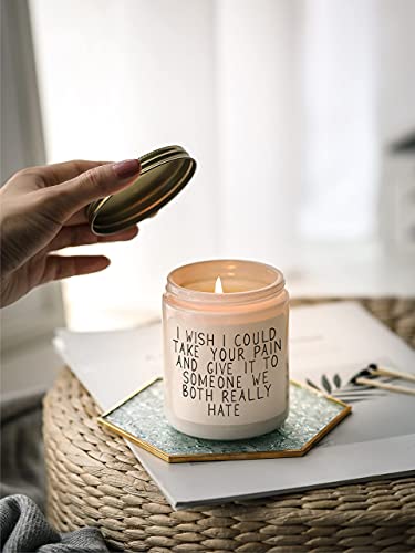 Get Well Soon Gifts for Women, Take Your Pain Scented Soy Candle, Feel Better, After Surgery Recovery Gifts for Women, Her, Friends, Vanilla&Lavender Scented Candles with Crystal