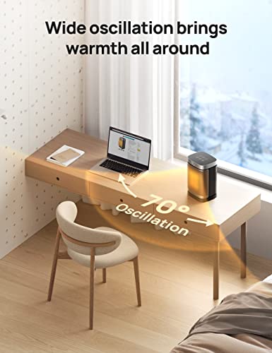 Dreo 1500W Space Heater, 70° Oscillating Portable Heater for Indoor Use, Digital Thermostat, 4 Modes, 12h Timer, Personal Electric Heater PTC Ceramic Heater Quick Safety Heating for Home Office