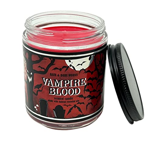 Bath & Body Works 1-Wick Candle w/Essential Oils - 7 oz -Halloween Scent (Vampire Blood) Label Artwork Varies