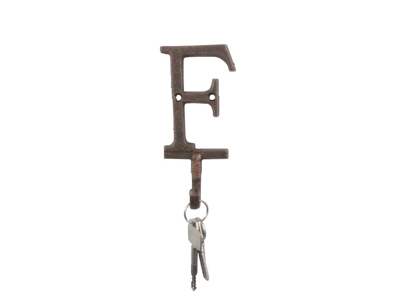 Handcrafted Nautical Decor Rustic Copper Cast Iron Letter F Alphabet Wall Hook 6"