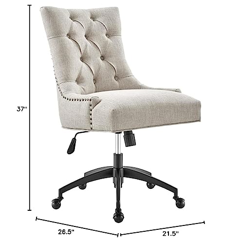 Modway Regent Tufted Fabric Swivel Office Chair, Black Beige