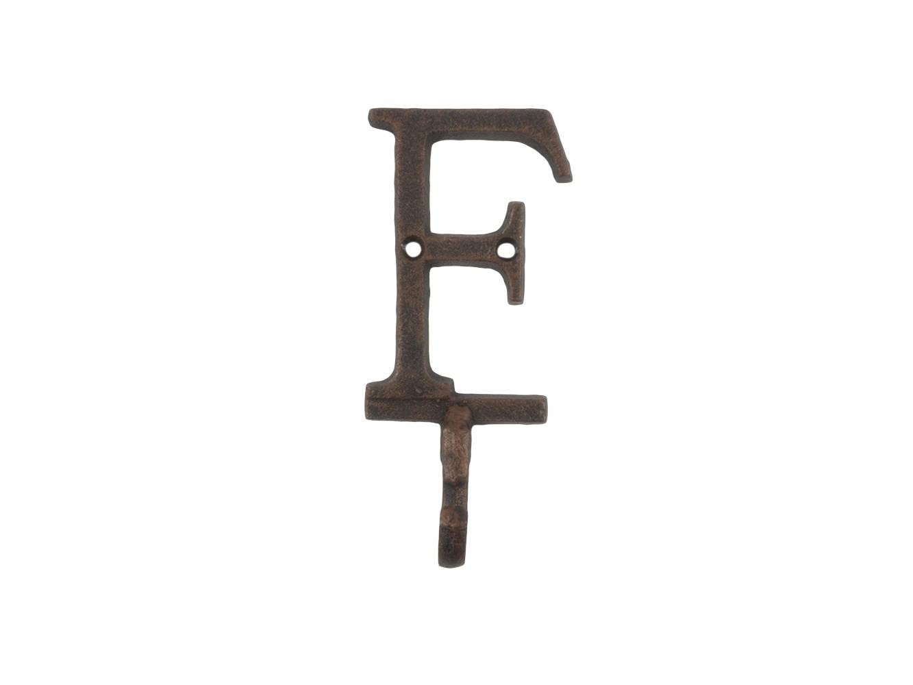 Handcrafted Nautical Decor Rustic Copper Cast Iron Letter F Alphabet Wall Hook 6"