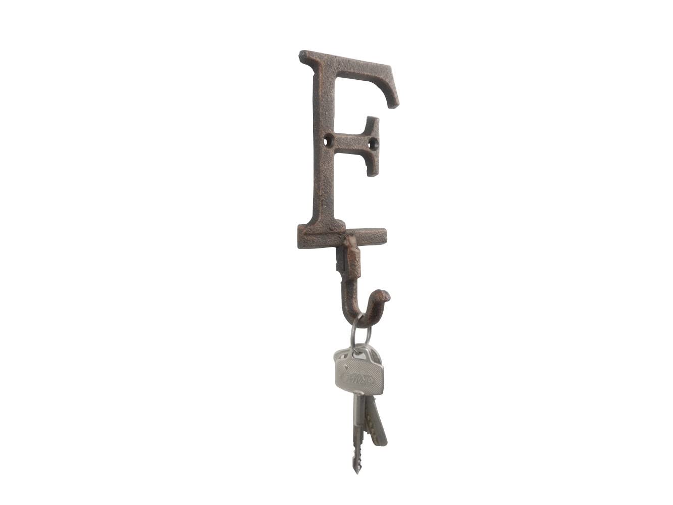 Handcrafted Nautical Decor Rustic Copper Cast Iron Letter F Alphabet Wall Hook 6"