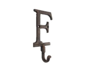 handcrafted nautical decor rustic copper cast iron letter f alphabet wall hook 6"