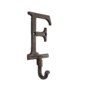 Handcrafted Nautical Decor Rustic Copper Cast Iron Letter F Alphabet Wall Hook 6"