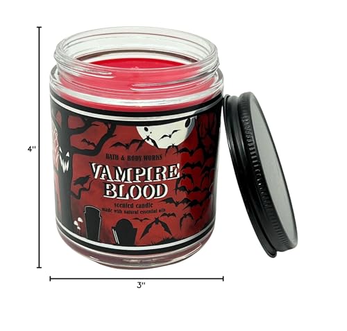 Bath & Body Works 1-Wick Candle w/Essential Oils - 7 oz -Halloween Scent (Vampire Blood) Label Artwork Varies