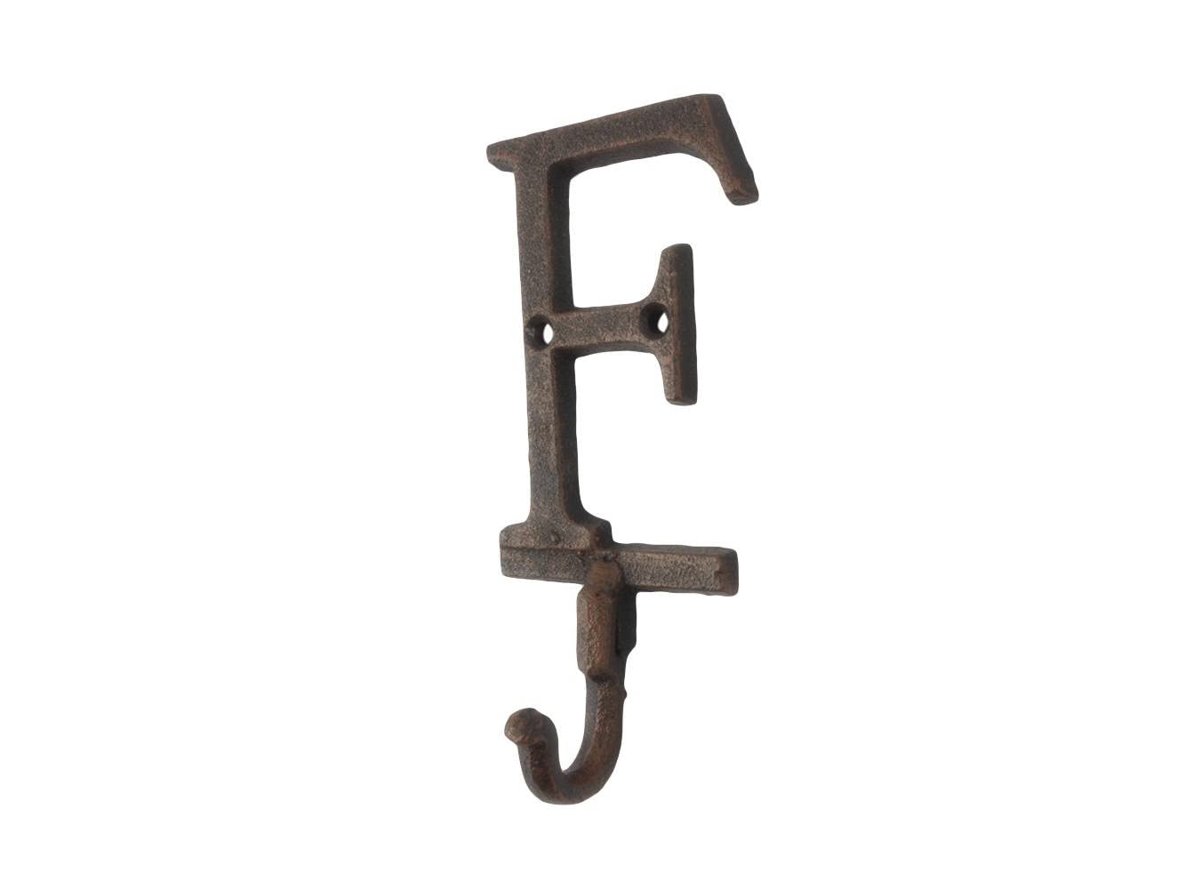 Handcrafted Nautical Decor Rustic Copper Cast Iron Letter F Alphabet Wall Hook 6"