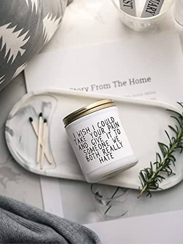 Get Well Soon Gifts for Women, Take Your Pain Scented Soy Candle, Feel Better, After Surgery Recovery Gifts for Women, Her, Friends, Vanilla&Lavender Scented Candles with Crystal