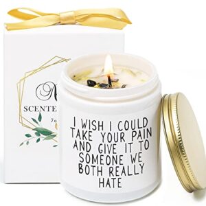 get well soon gifts for women, take your pain scented soy candle, feel better, after surgery recovery gifts for women, her, friends, vanilla&lavender scented candles with crystal