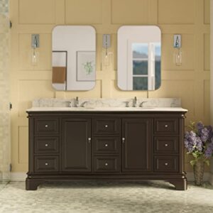 kitchen bath collection katherine 72-inch double bathroom vanity (chocolate/carrara): includes chocolate cabinet with authentic italian carrara marble countertop and white ceramic sinks