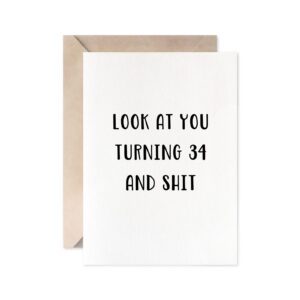 magjuche 34th birthday card funny for men or women, turning 34 birthday card for son, daughter or friend